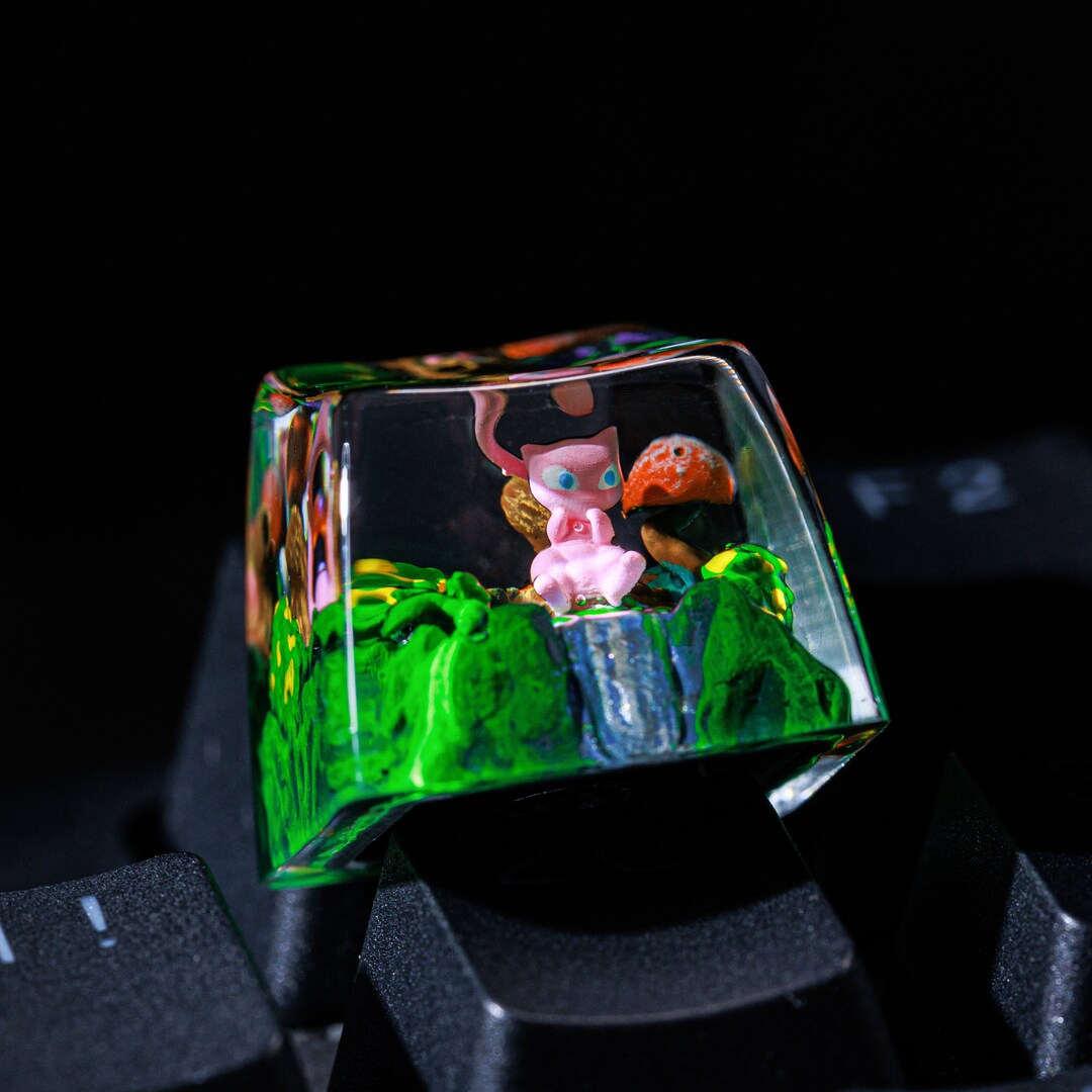 Mew Artisan Keycap, Custom Mew Handmade Keycap, Anime Mew Resin Artisan ...