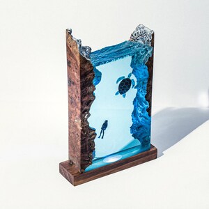 Turtle and Diver Night Light, Turtle Epoxy Night Lights, Epoxy Resin ...