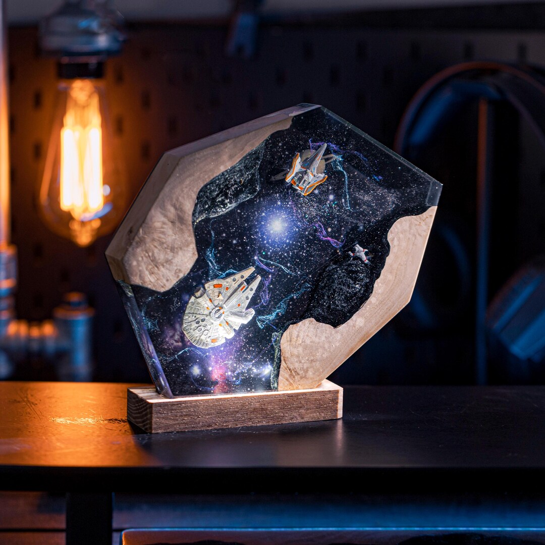 Starwars Spaceship Resin Lamp, Starwars Epoxy Resin Lamp, Wooden Resin ...