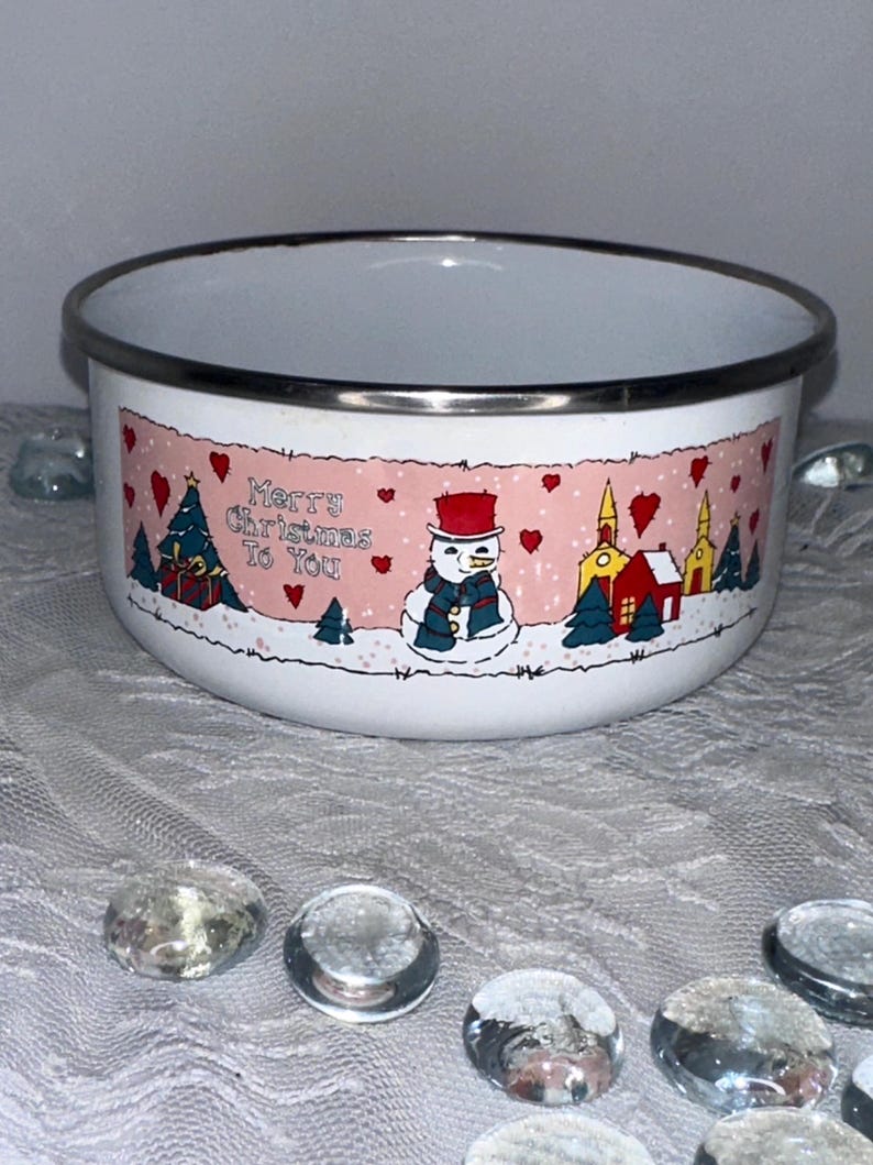 Vintage Nested Enamelware Christmas Serving Bowls Set of 3 Holiday ...