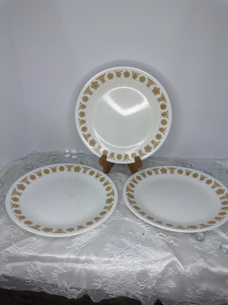 Corelle Butterfly Gold Dinner Plates / 1970 Corelle Corning BUTTERFLY ...