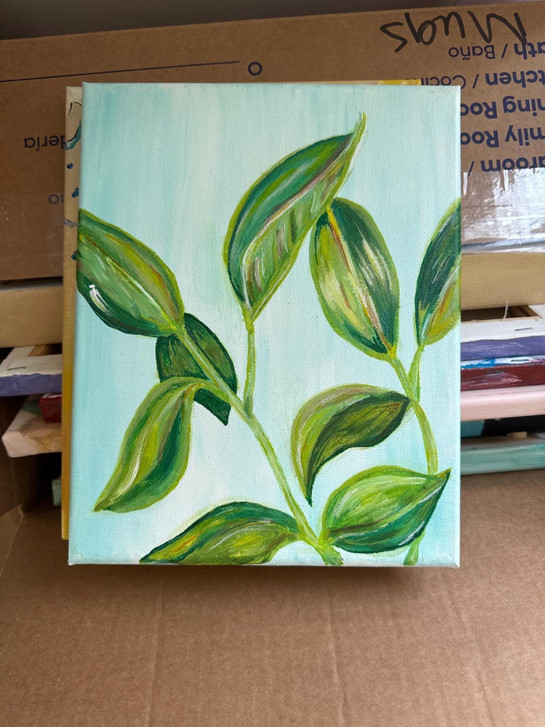 Acrylic Leaves Painting on Canvas - Etsy
