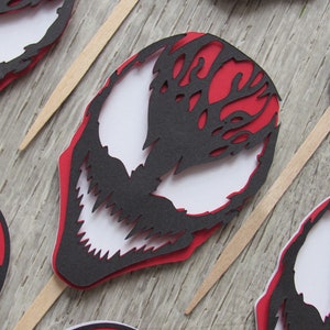 Venom, Carnage and Spiderman Cupcake Toppers/ Venom, Carnage Spiderman ...