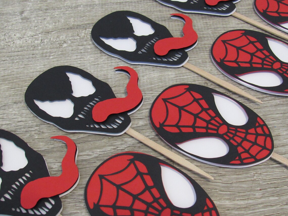 Spiderman Vs Venom Cupcake Toppers Spiderman/venom Birthday - Etsy
