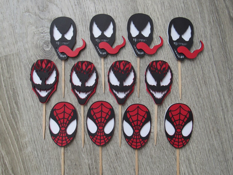 Venom Carnage and Spiderman Cupcake Toppers/ Venom Carnage - Etsy