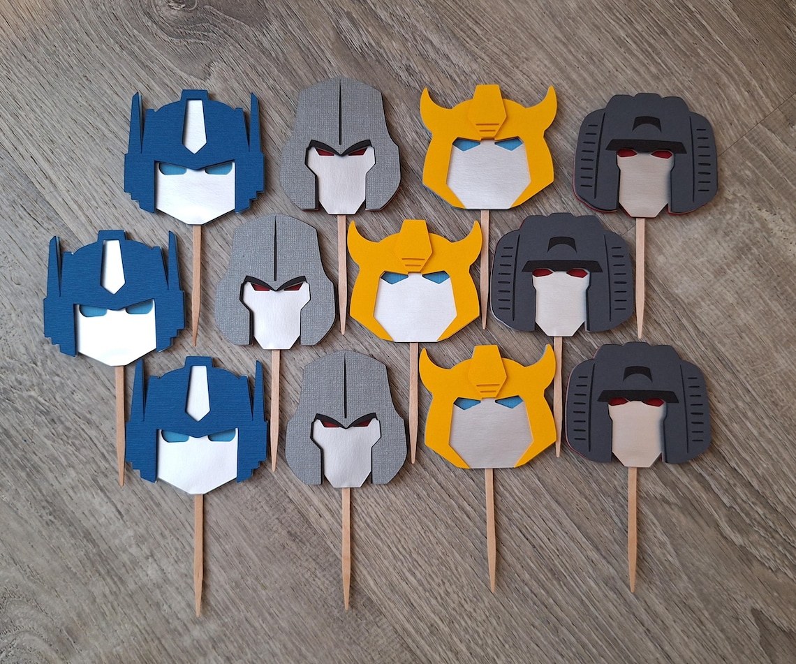 Transformers Cupcake Toppers: Autobots & Decepticons Party, Rescue Bots ...