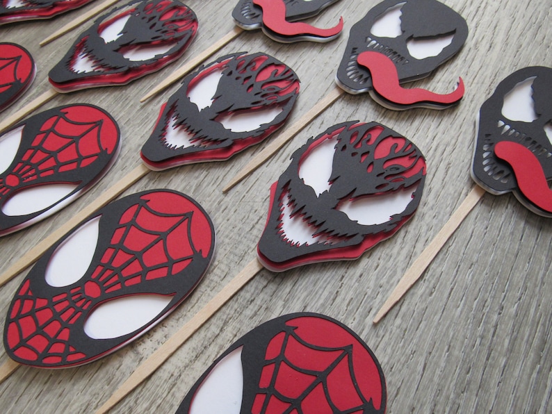 Venom Carnage and Spiderman Cupcake Toppers/ Venom Carnage - Etsy