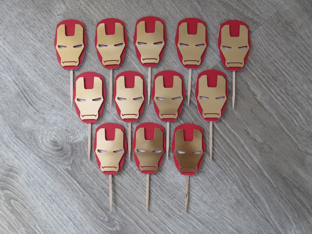 Iron Man Cupcake Toppers, Iron Man Birthday, Iron Man Theme Party - Etsy UK