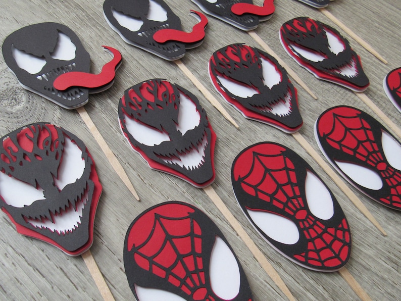 Venom Carnage and Spiderman Cupcake Toppers/ Venom Carnage - Etsy