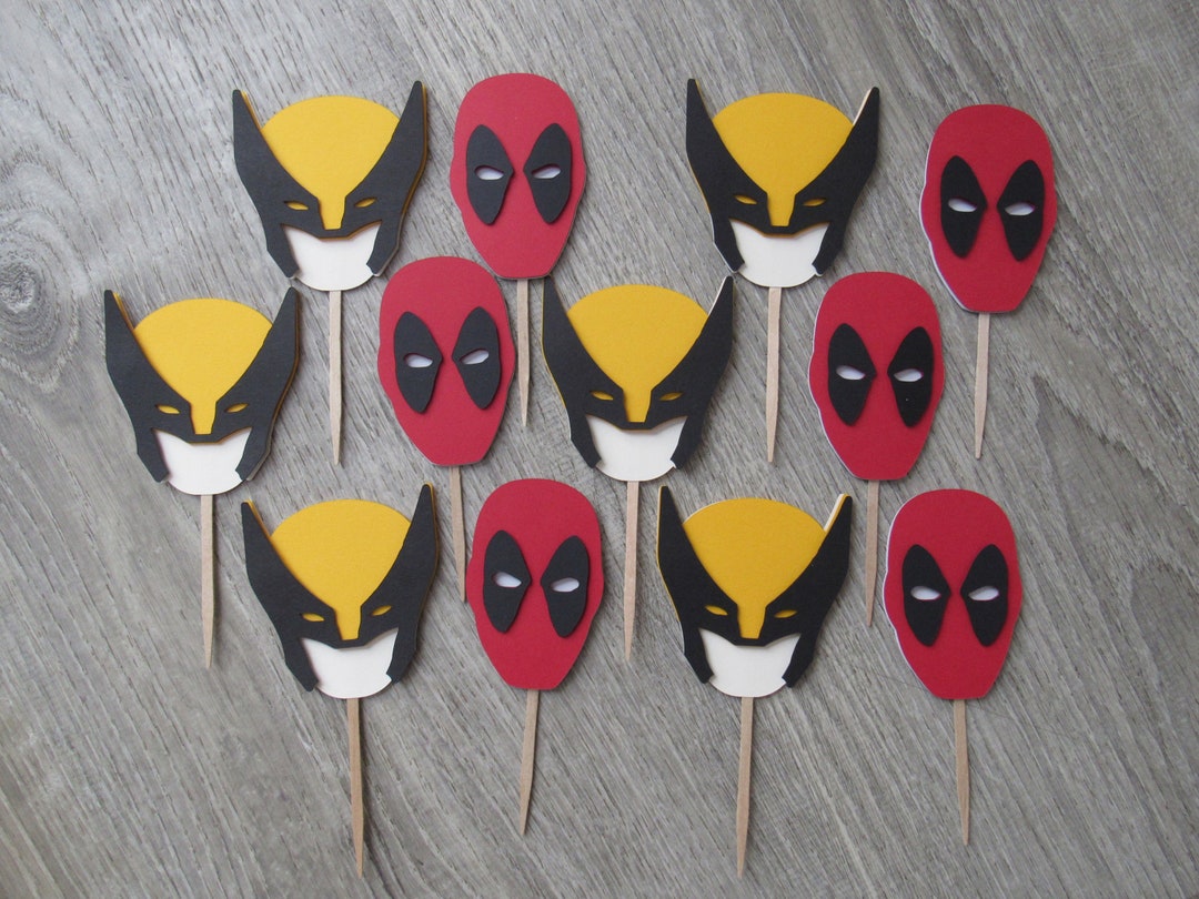 Deadpool Vs Wolverine Cupcake Toppers: Superhero Party Theme (set of 12 ...