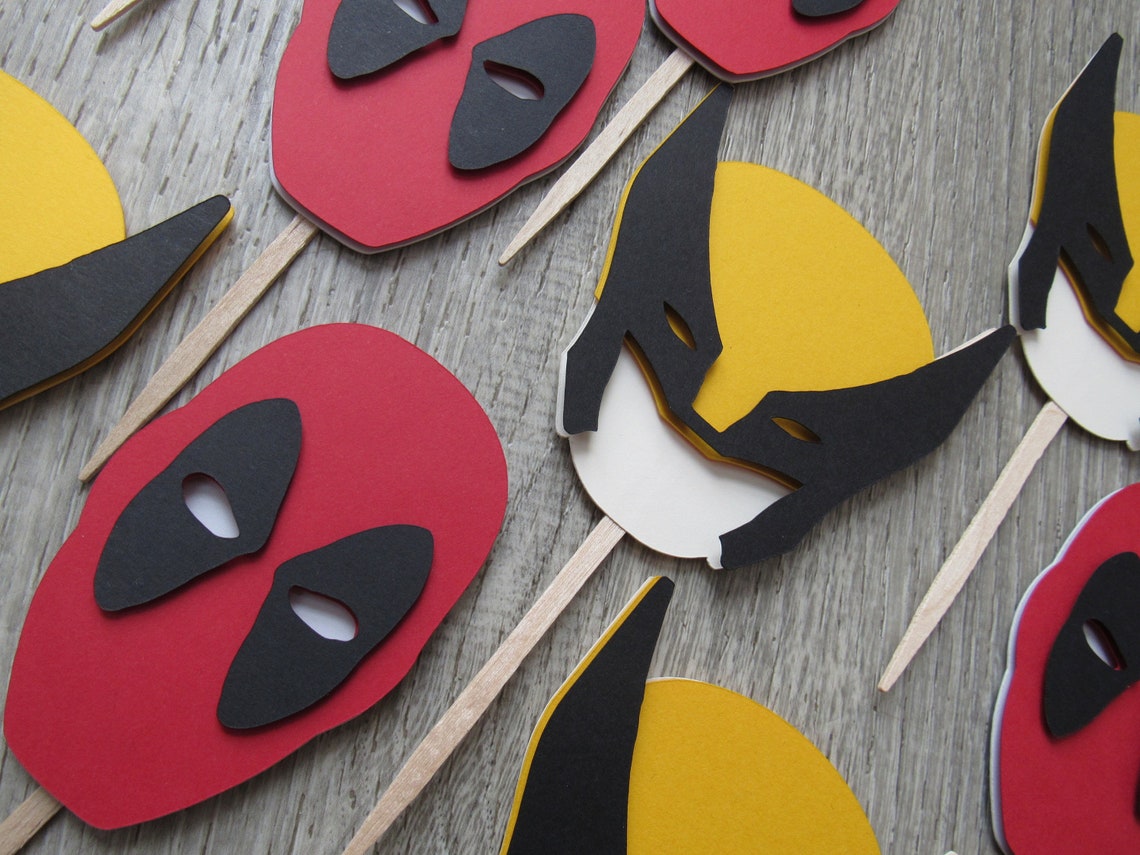 Deadpool Vs Wolverine Cupcake Toppers: Superhero Party Theme (set of 12 ...