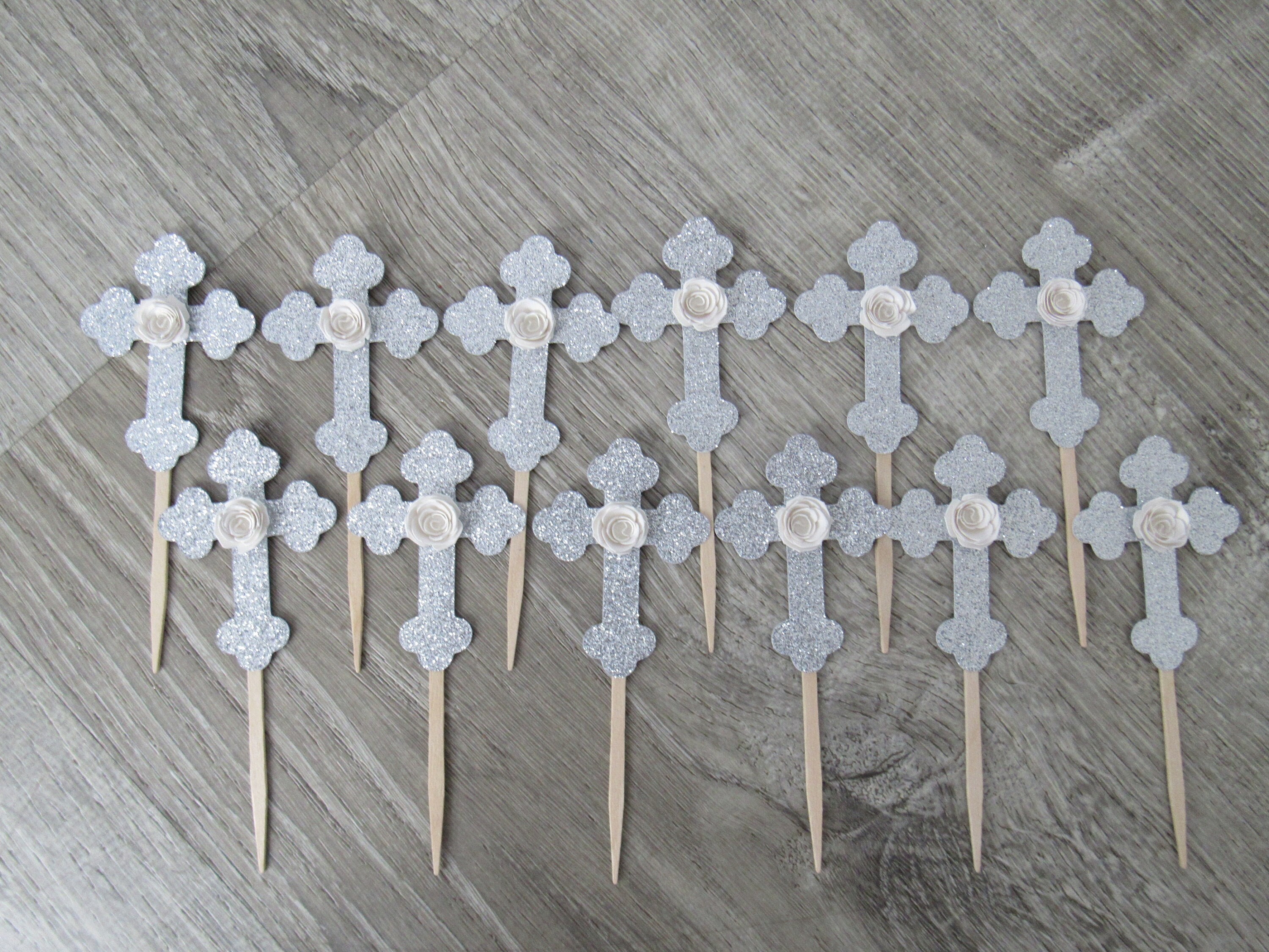 Cross Cupcake Toppers Baptism Cupcake Toppers Christening - Etsy