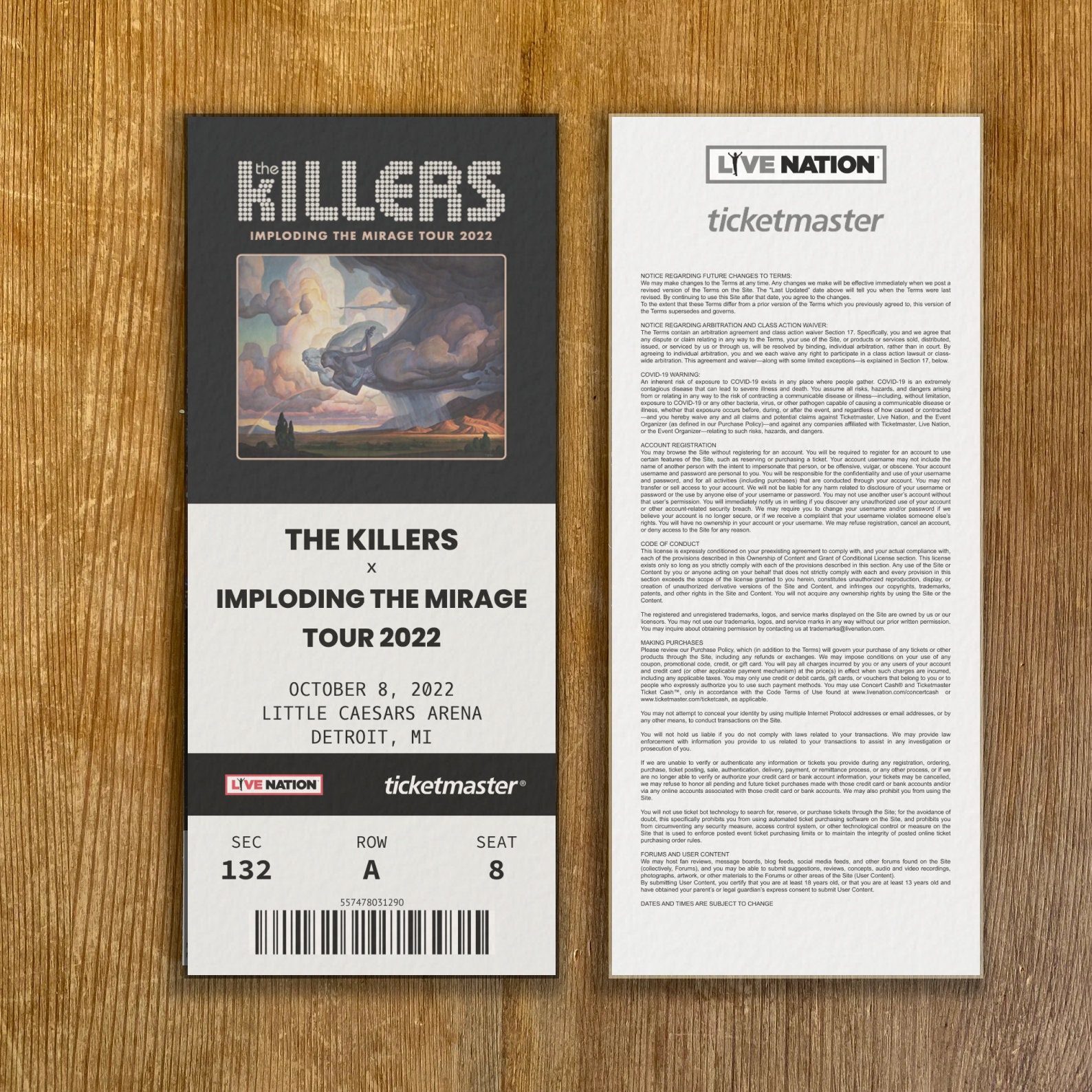 The Killers Ticket - Etsy