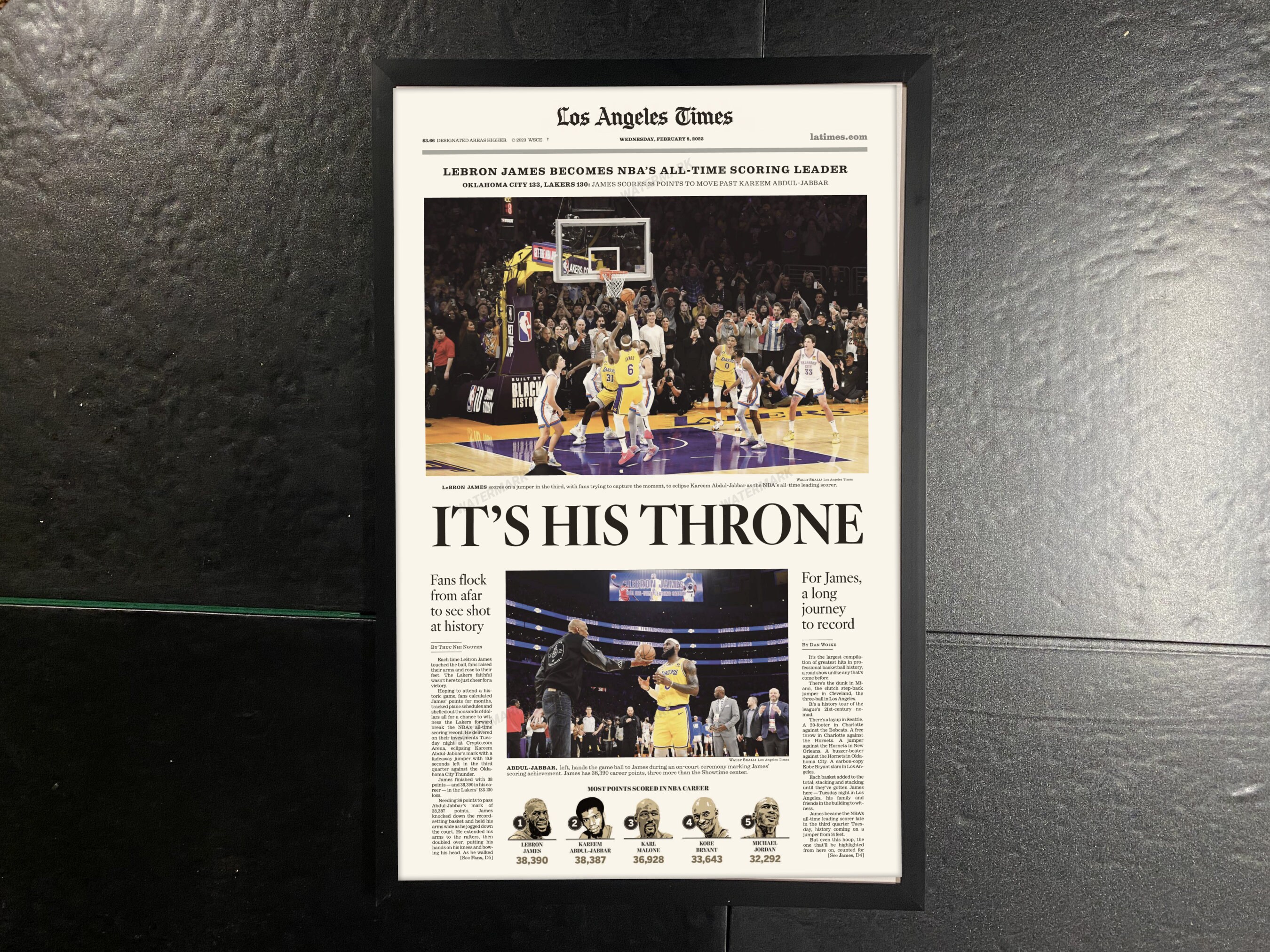 Lebron James NBA All Time Scoring Record Framed