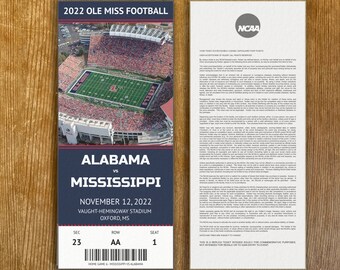 Ole Miss Ticket Stub - Etsy