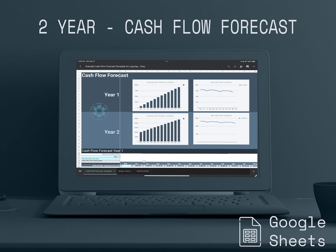 2-year Cash Flow Forecast Google Sheets Template | Financial Projection ...