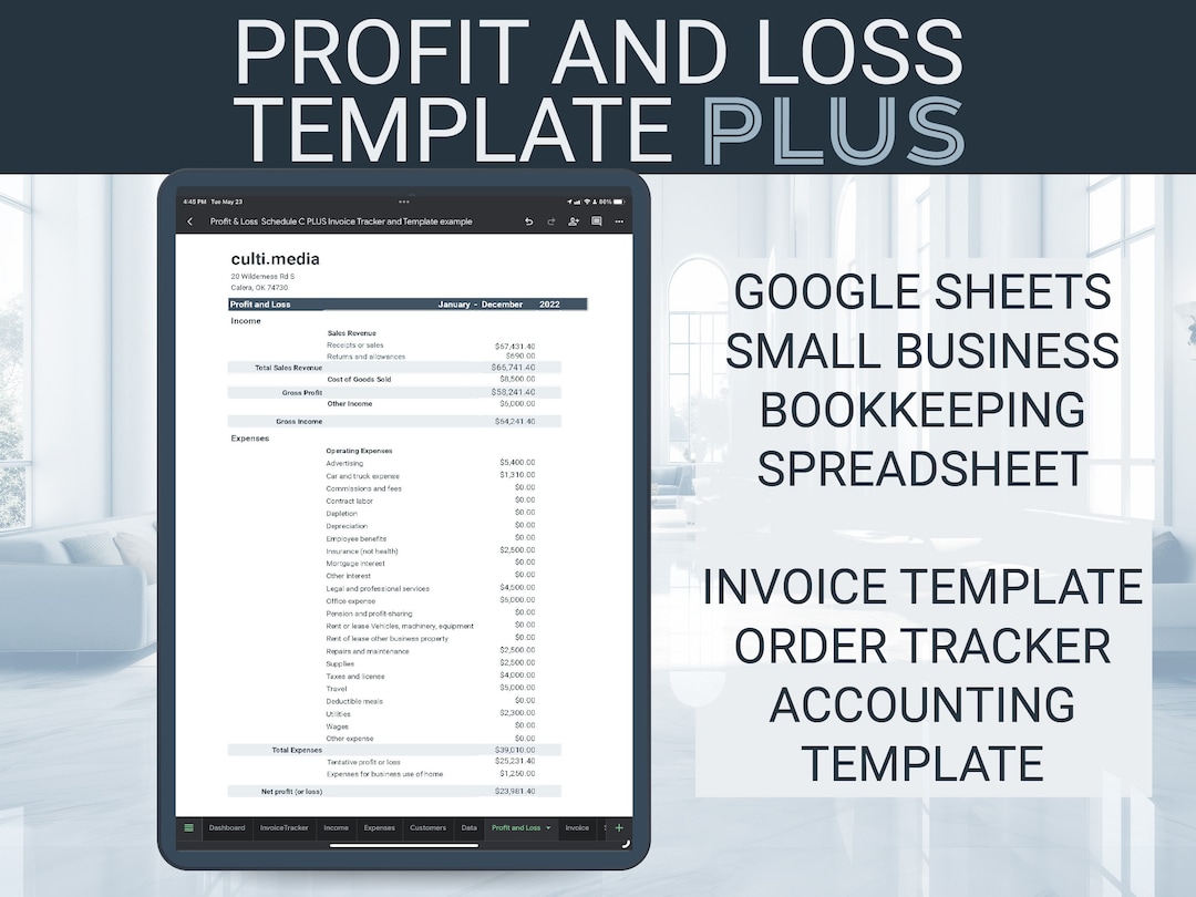 Profit and Loss Template Google Sheets Small Business Bookkeeping ...