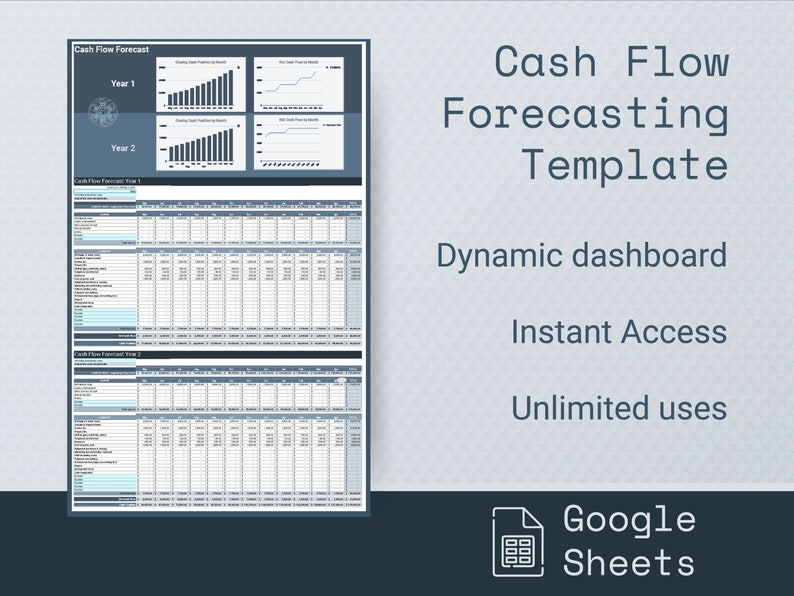2-year Cash Flow Forecast Google Sheets Template | Financial Projection ...