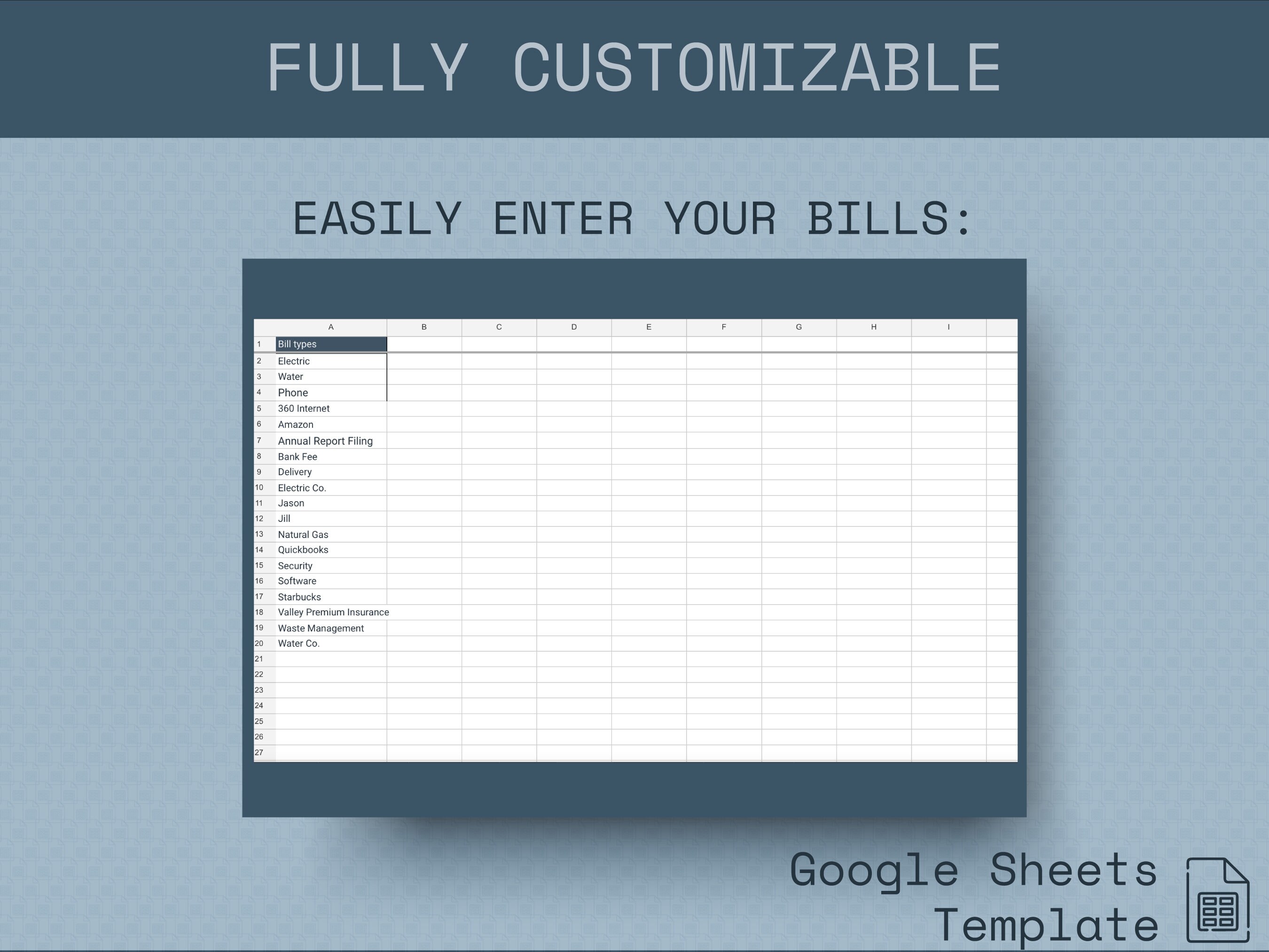 Google Sheets Bill Tracker Template Monthly Bill Tracker Printable Bill ...