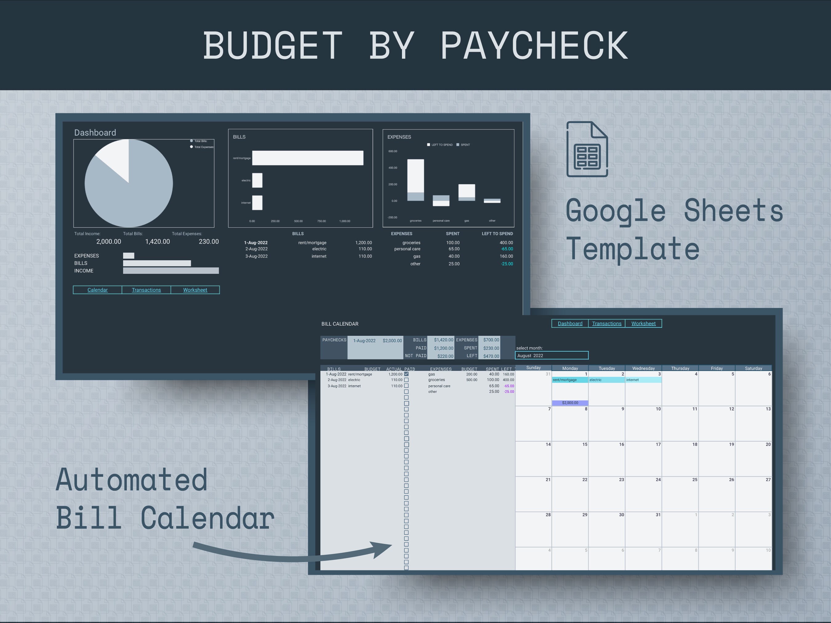 Paycheck Budget Template Budgeting Spreadsheet Biweekly Budget Template ...