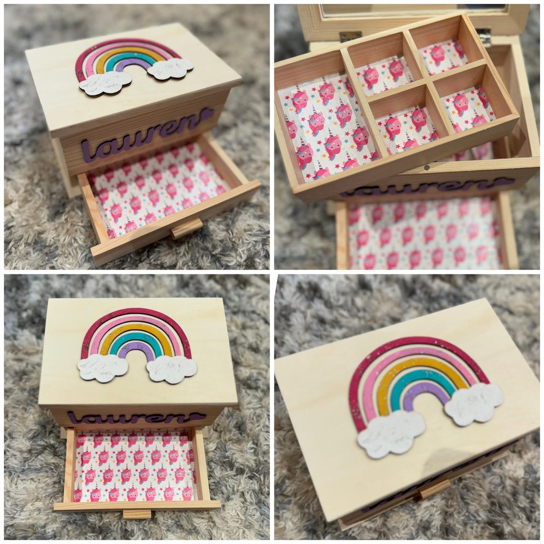 Girl Jewelry Box | Rainbow Jewelry Box | Glittery Jewelry Box | Girl ...