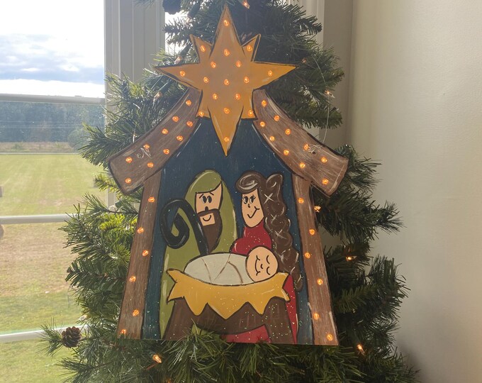 Christmas Tree Topper With Lights - Christmas Nativity - Nativity Decor ...