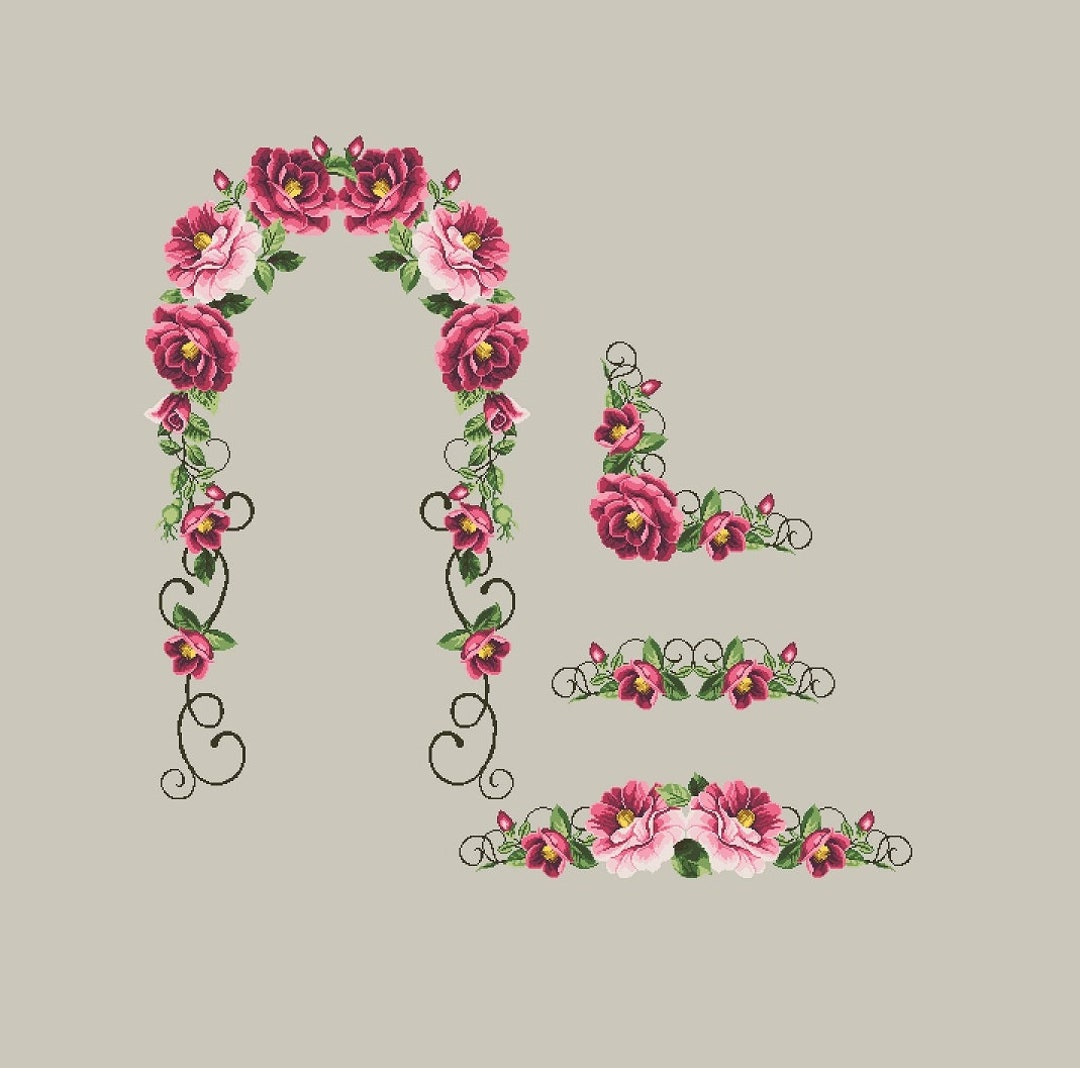 Floral Cross Stitch Tablecloth Pattern (PDF) - Etsy