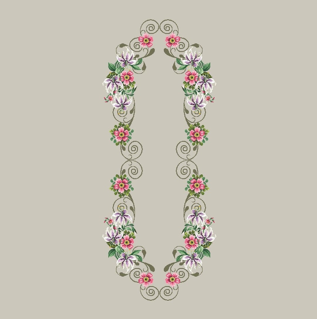 Floral Tablecloth Cross Stitch Pattern: Lily Design (PDF Pattern) - Etsy