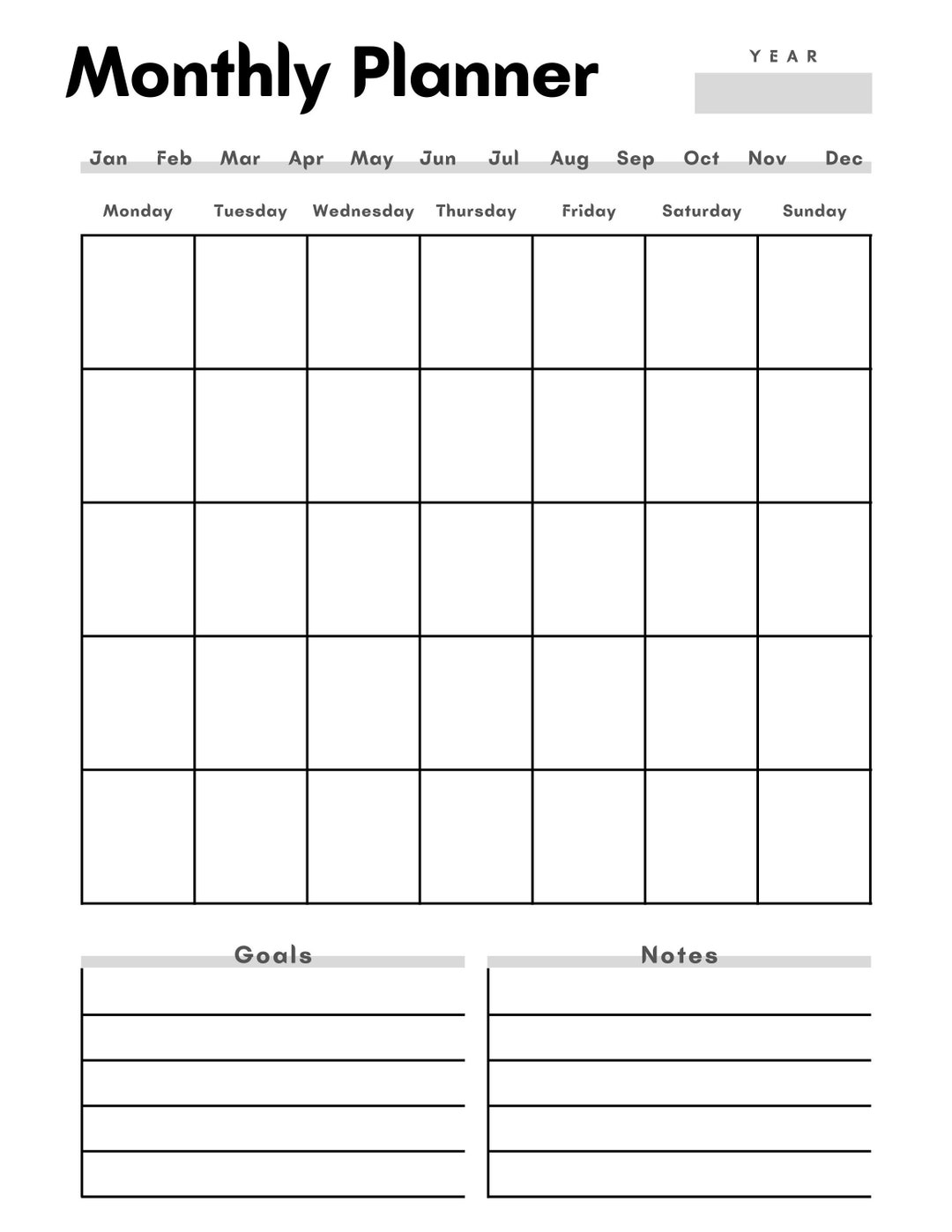 Custom Month Planner - Etsy