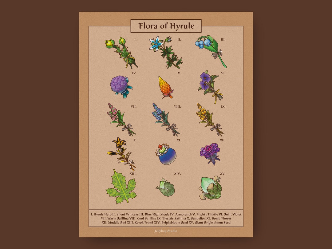Legend of Zelda Flowers Hyrule Compendium Art Print 8.5x11 / Hyrulian ...