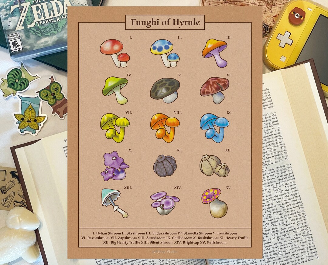 Funghi of Hyrule Art Print 8.5x11 / Hyrulian Encyclopedia Letter Size ...