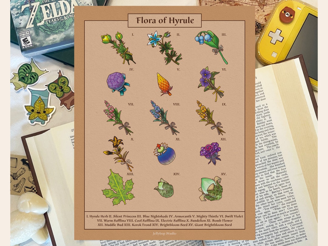 Flora of Hyrule Art Print 8.5x11 / Hyrulian Encyclopedia Letter Size ...