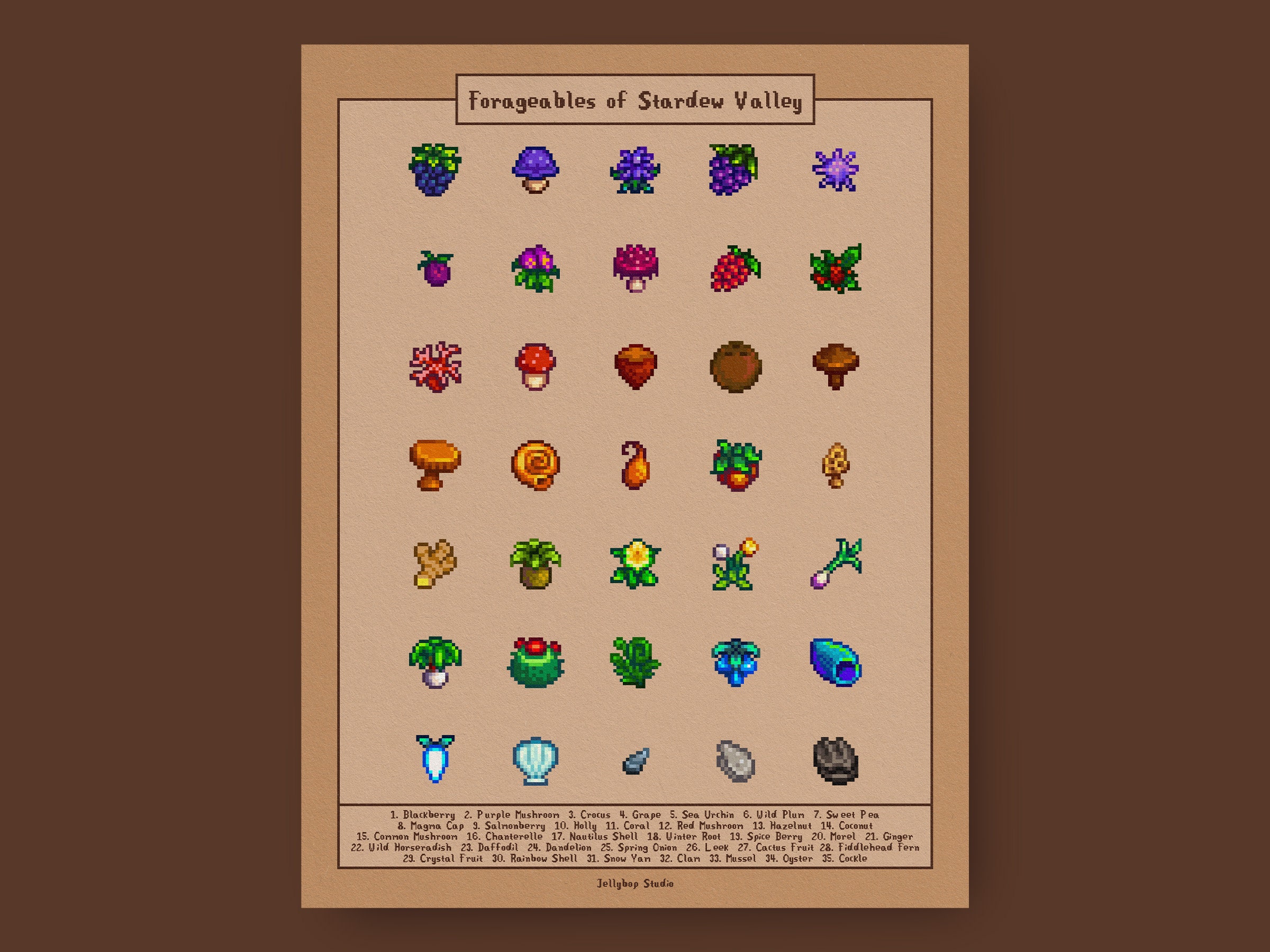 Forageables of Stardew Valley Art Print / 8.5x11 Letter Size / SDV Gift ...