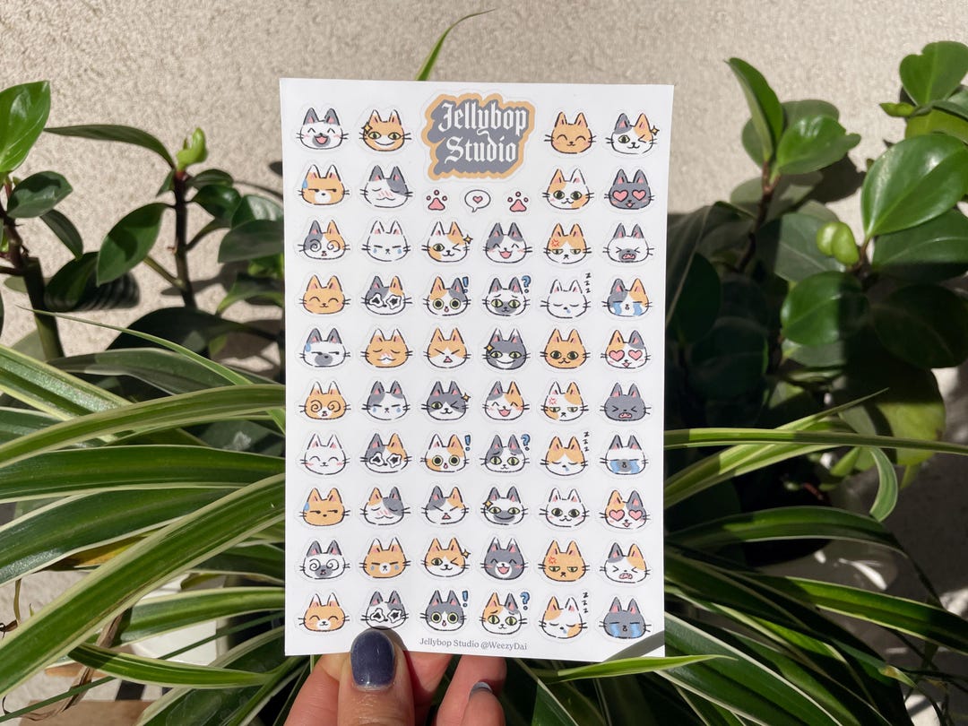 Cat Emoji Sticker Sheet 4x6 | Planner Bujo Bullet Journal Deco ...