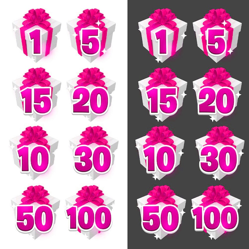 Pink Kick Gifted Sub Emotes Pack | Number Gift Boxes - Etsy
