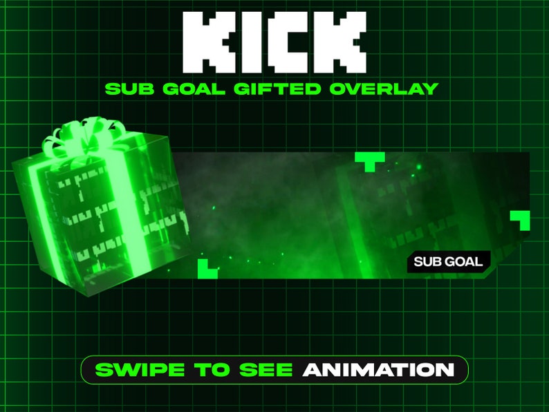 Kick Streaming Green Sub Goal Overlay | Gifted Sub Overlay | Kick ...