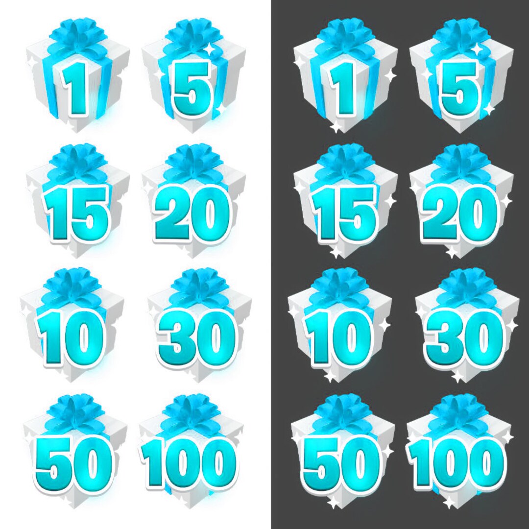 Light Blue Kick Gifted Sub Emotes Pack | Number Gift Boxes - Etsy