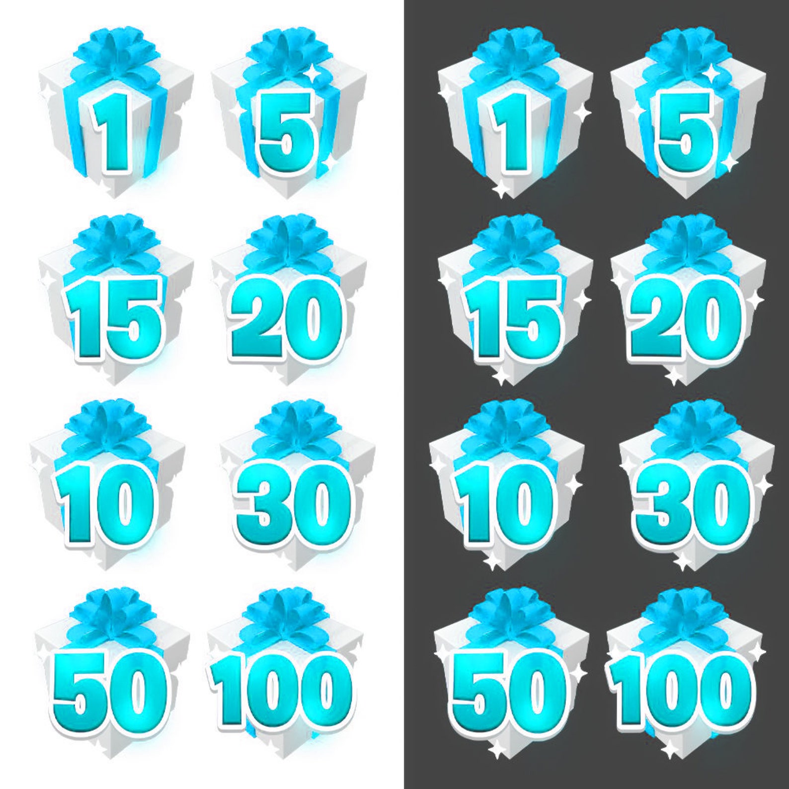 Light Blue Kick Gifted Sub Emotes Pack | Number Gift Boxes - Etsy