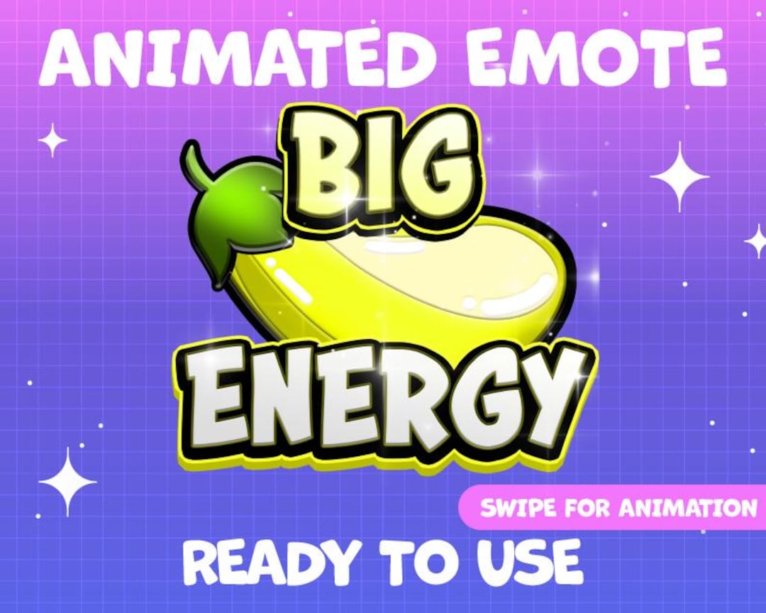 ANIMATED EMOTE Yellow Big Energy, Kick Emote, Twitch Emote, Eggplant ...