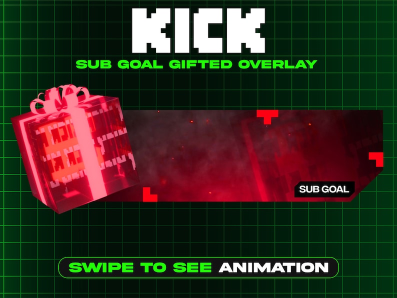Kick Streaming Red Sub Goal Overlay | Gifted Sub Overlay | Kick Overlay ...