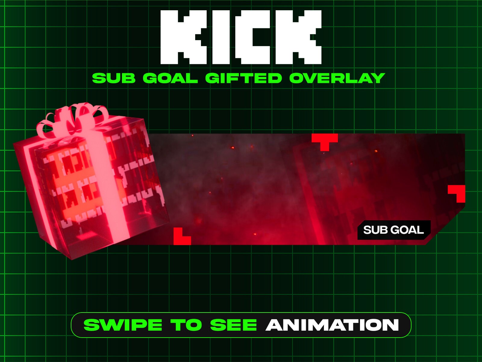 Kick Streaming Red Sub Goal Overlay | Gifted Sub Overlay | Kick Overlay ...