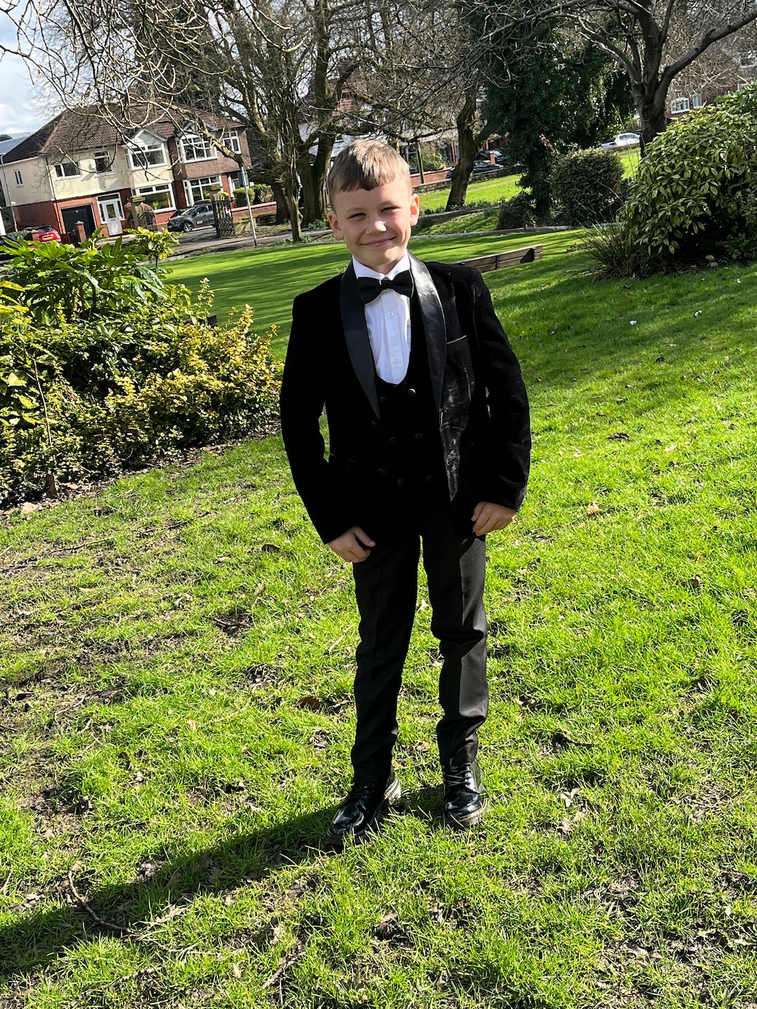 Boys Black Velvet 5 Piece Tuxedo Suit - Etsy