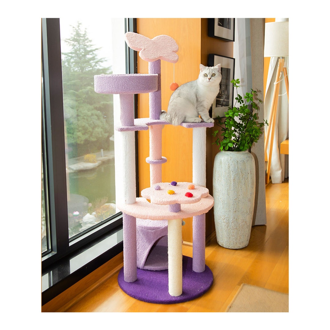 Butterfly Cat Tree Purple Unique Cat Tree Modern Cat Tree - Etsy