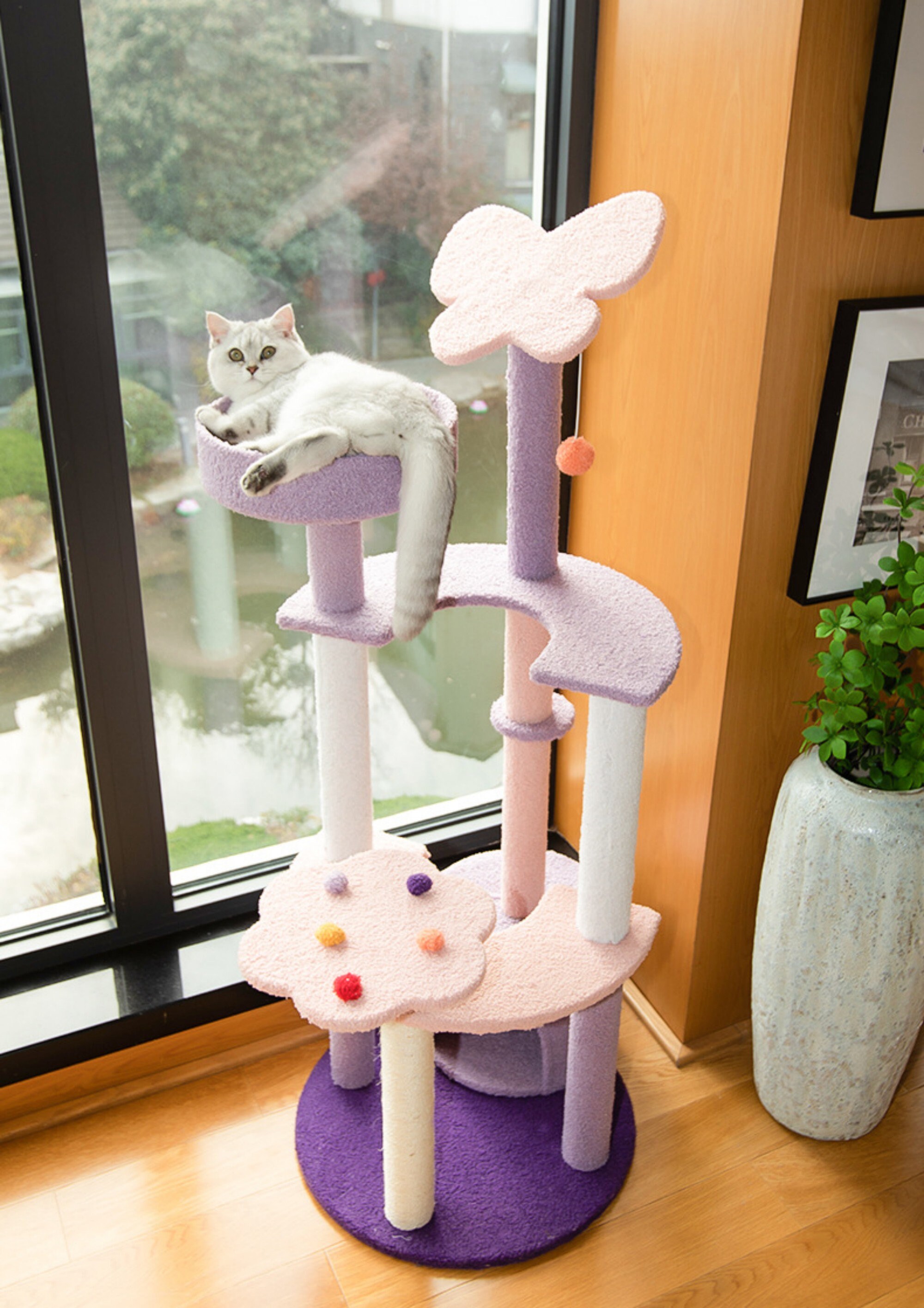 Butterfly Cat Tree Purple Unique Cat Tree Modern Cat Tree - Etsy