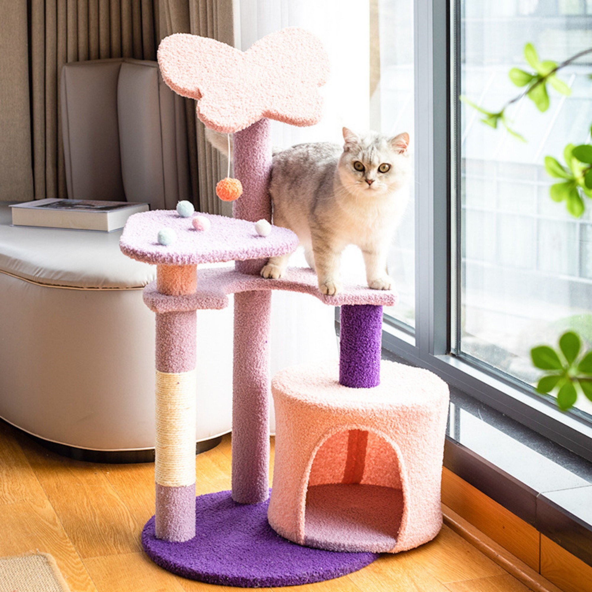 Butterfly Cat Tree Purple Unique Cat Tree Modern Cat Tree - Etsy