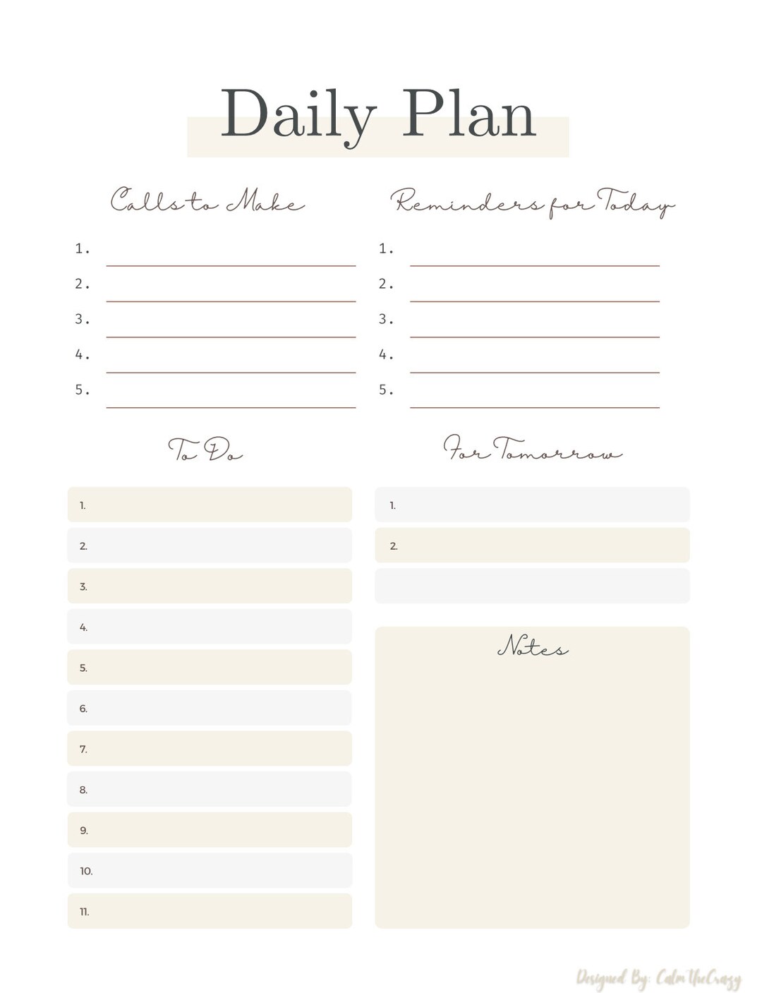 Daily Plan Templates - 4 Colors - Etsy