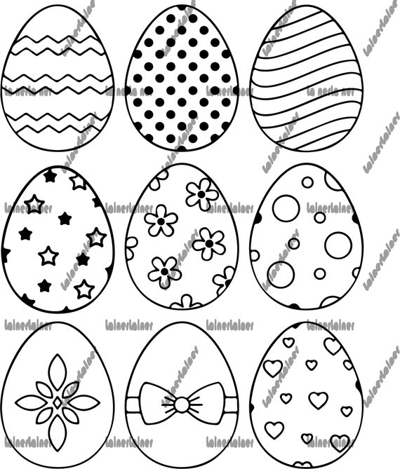 Easter Eggs Design Bundle Vector Clipart Circut Cutting File | Etsy