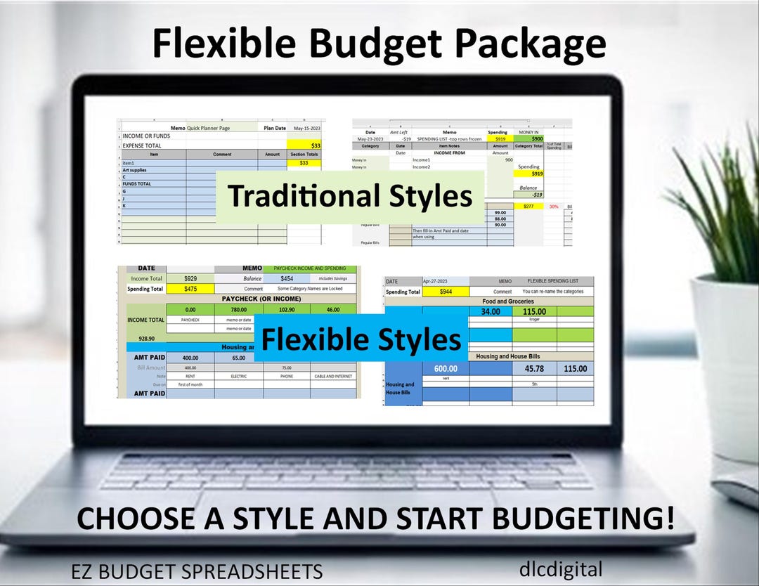 A Package of Flexible Budget Pages! Colorful Excel Spreadsheets ...