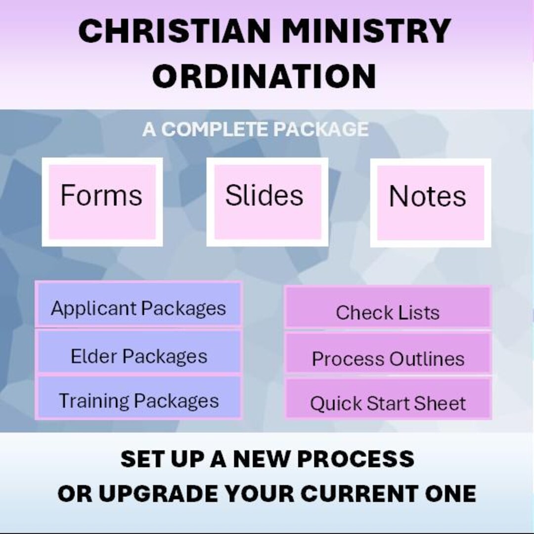 Complete Ministry Ordination Package: Forms, Training Guides, Slides ...