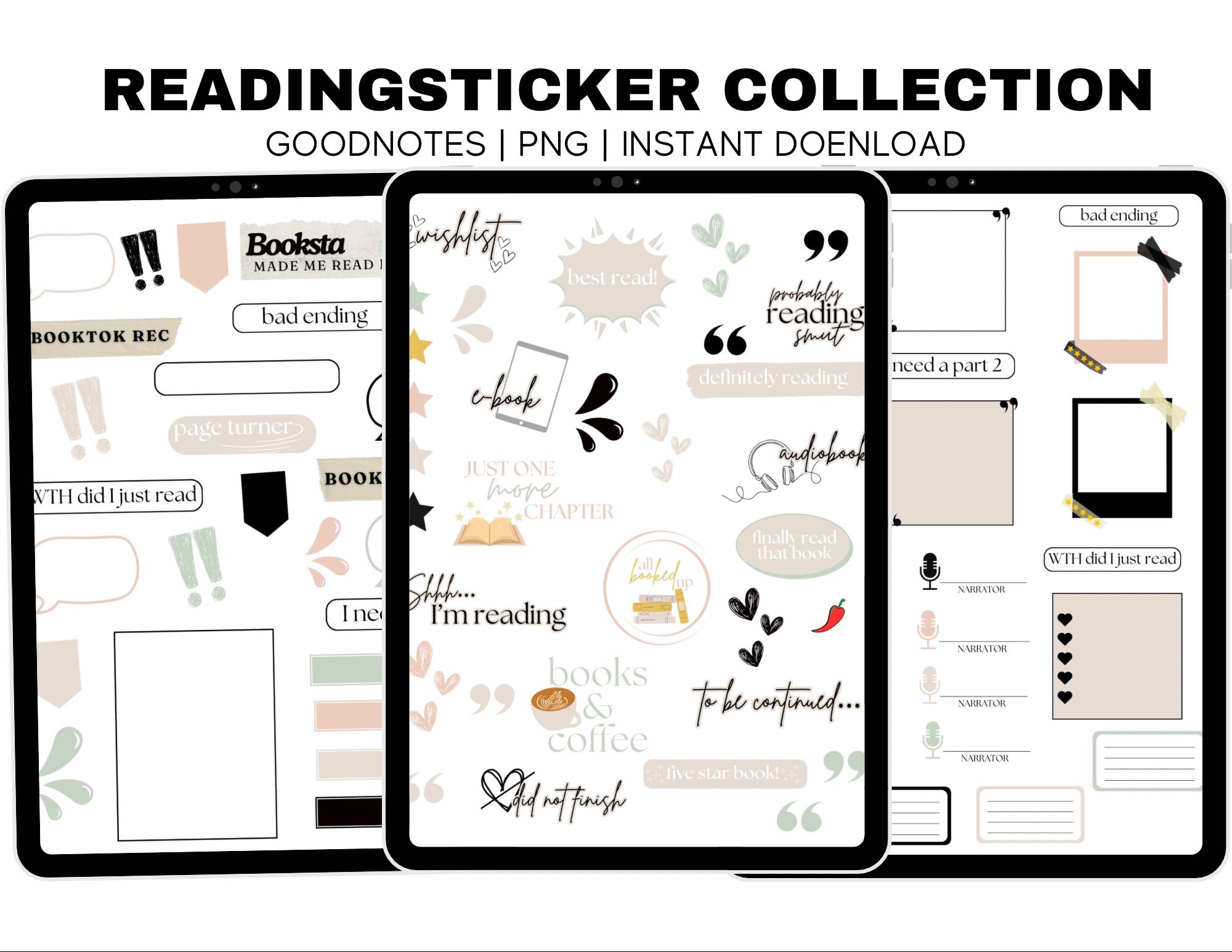 Digital Reading Journal Stickers Digital Planner Stickers Motivational ...